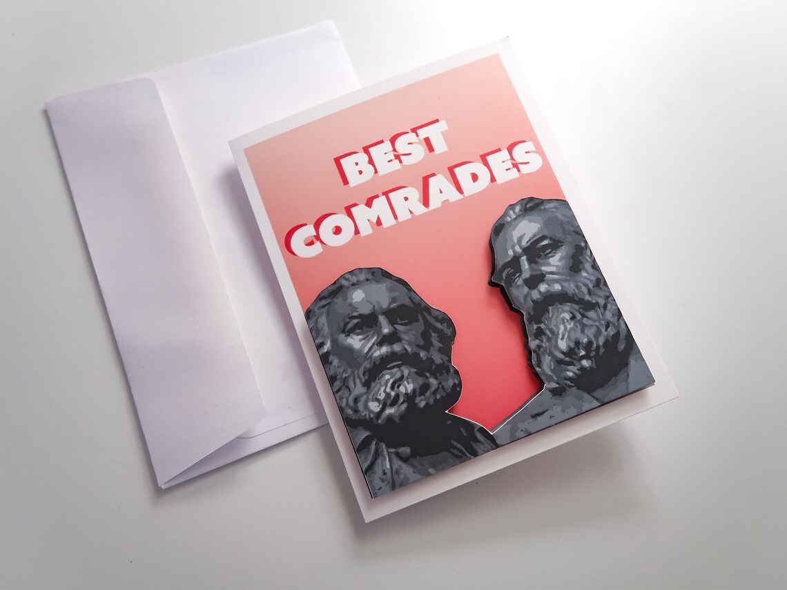 Best Comrades Marx & Engels Communist Greeting Card With a 3D | Etsy