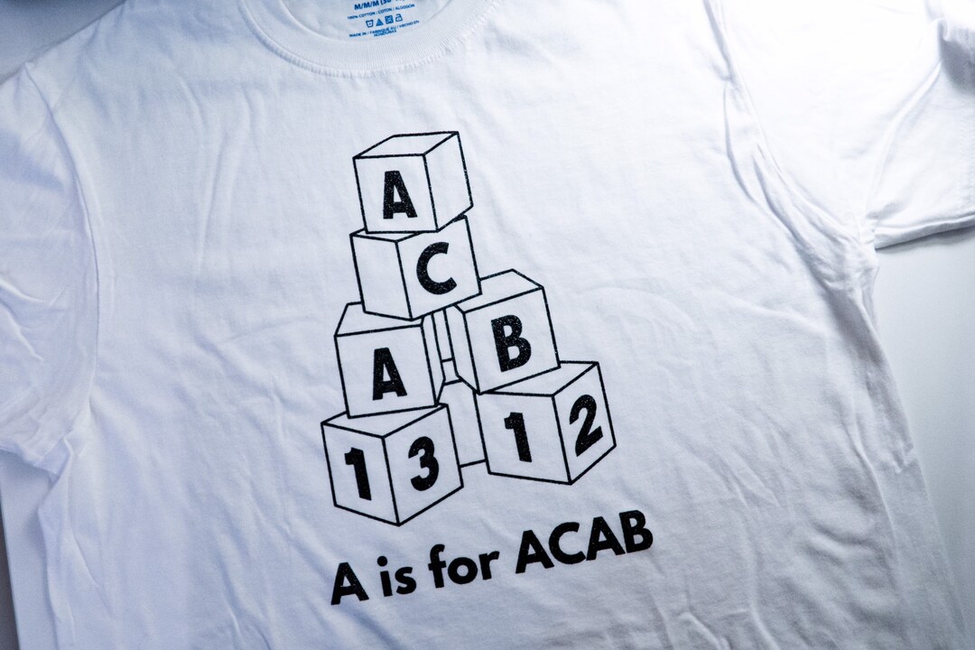 A is for ACAB Glitter Pressed T-shirt, Leftist Anti Cop, Anti Police ...