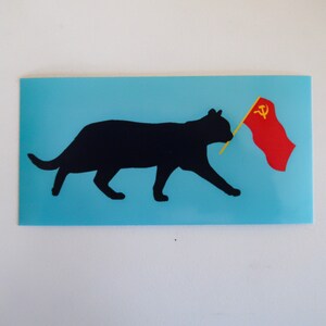 Commie Cat Cute Leftist Vinyl Sticker: Black Cat Carrying the Red ...