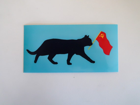 Commie Cat Cute Leftist Vinyl Sticker: Black Cat Carrying the | Etsy