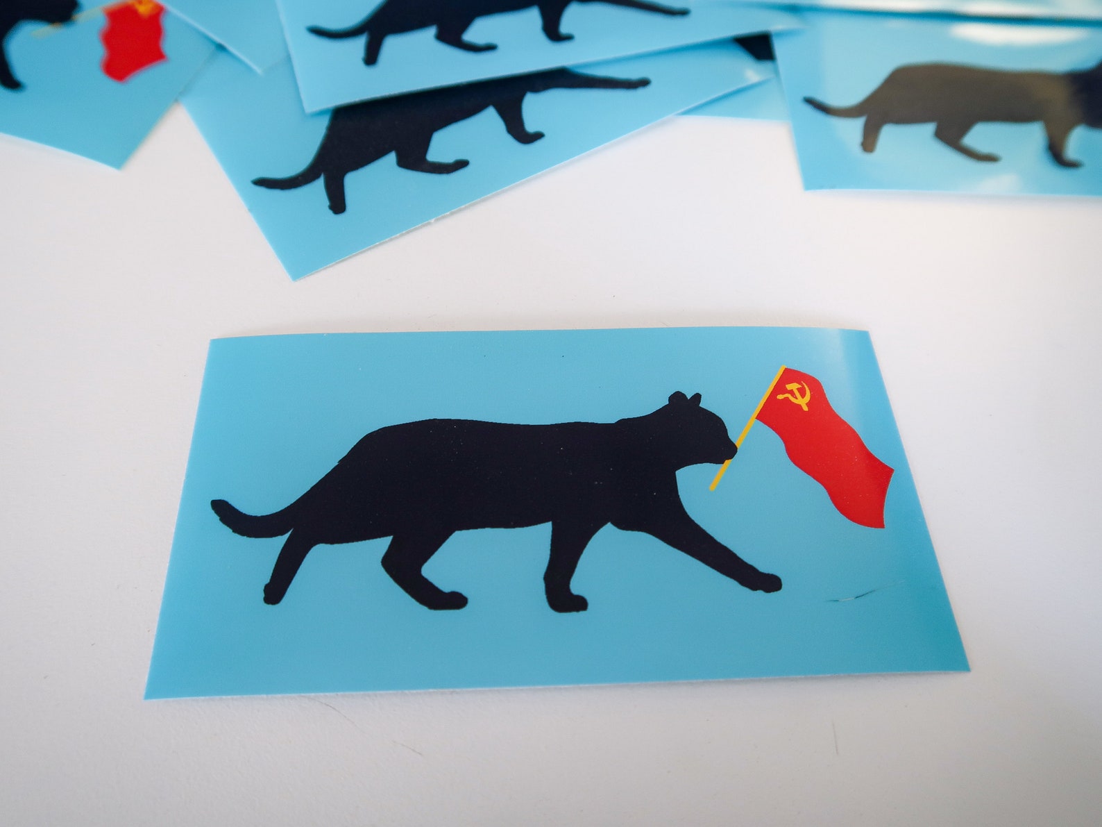 Commie Cat Cute Leftist Vinyl Sticker: Black Cat Carrying the | Etsy