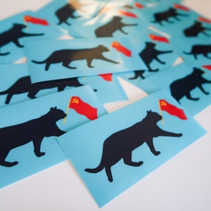 Commie Cat Cute Leftist Vinyl Sticker: Black Cat Carrying the Red ...