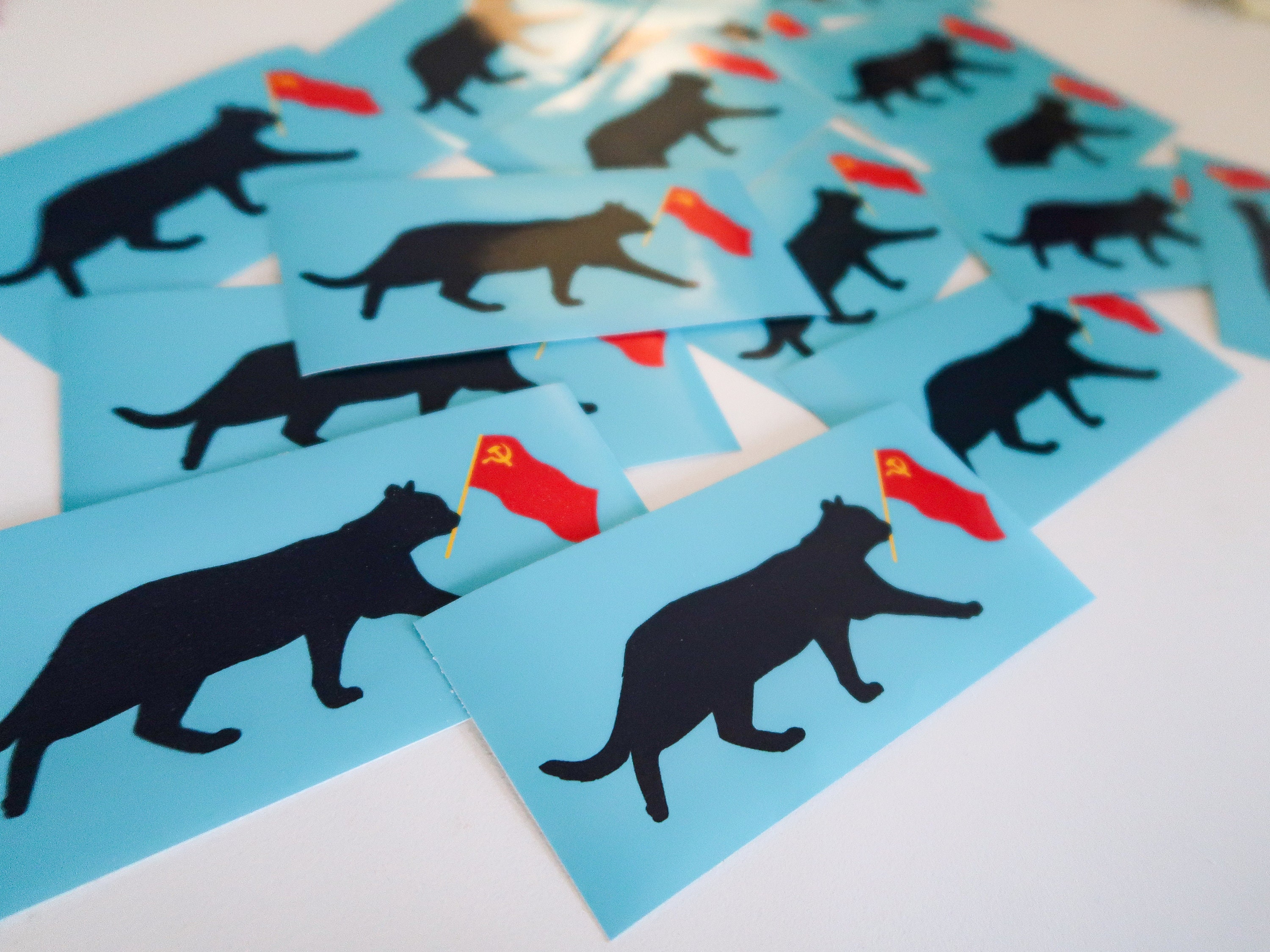 Commie Cat Cute Leftist Vinyl Sticker: Black Cat Carrying the | Etsy