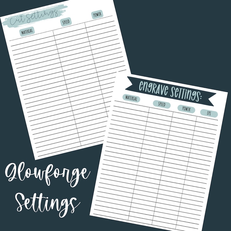 Glowforge Settings Printables - Etsy