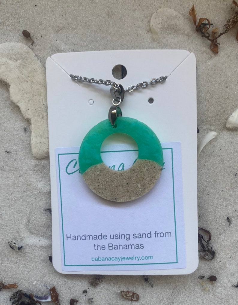 Beach Sand & Seashell Open Circle Necklace Choose Your Beach Ocean ...