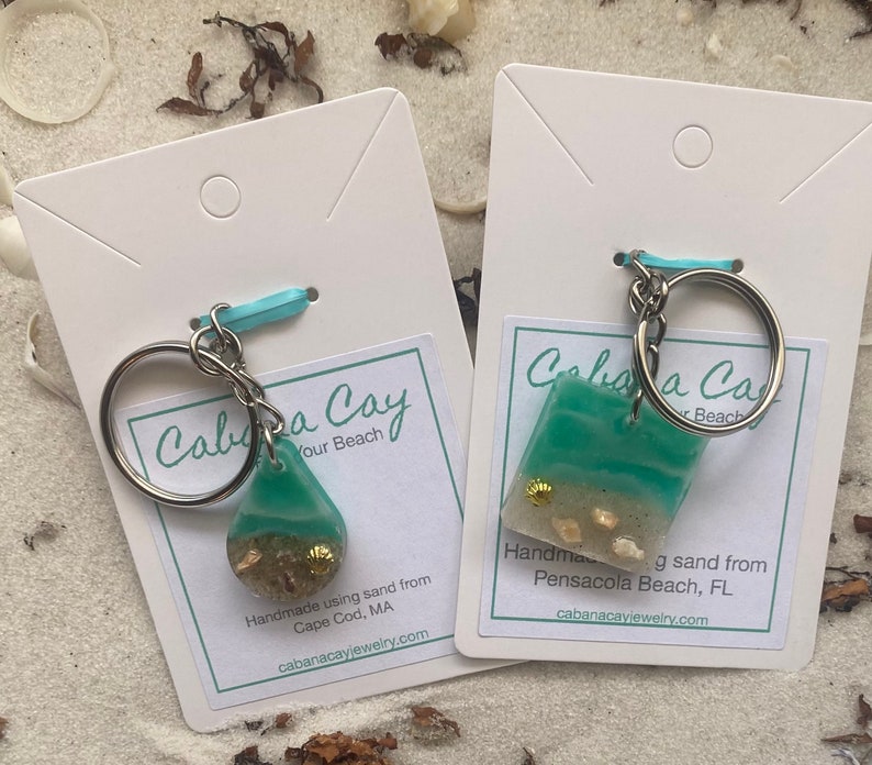Choose Your Beach Beach Sand & Seashell Keychain Ocean - Etsy