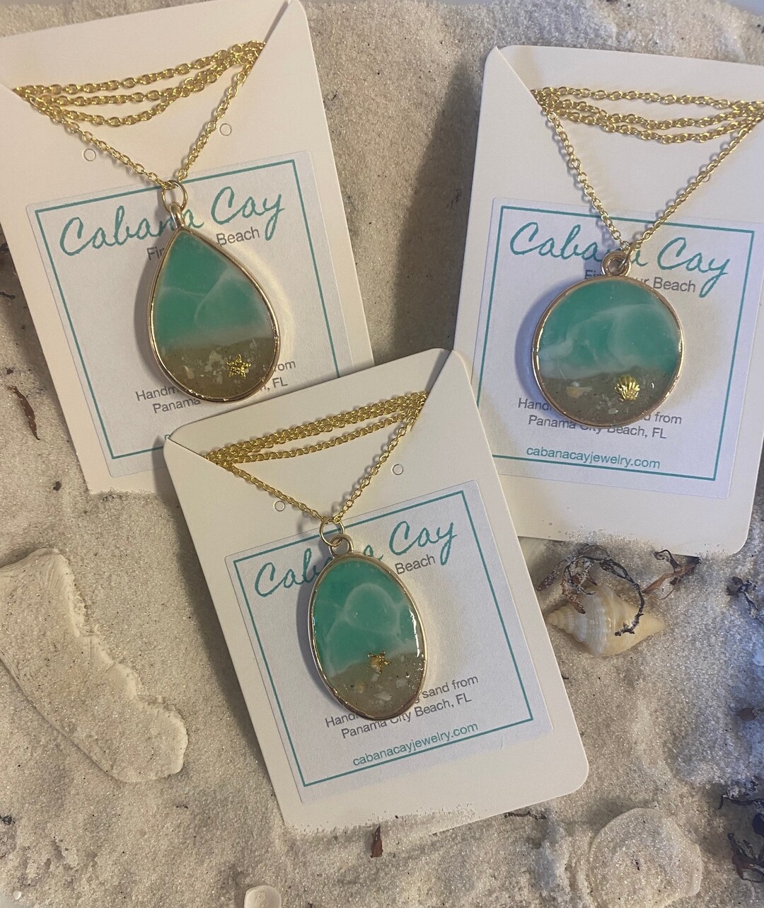 Beach Sand & Seashell Gold Necklace (choose Your Beach) | Ocean ...