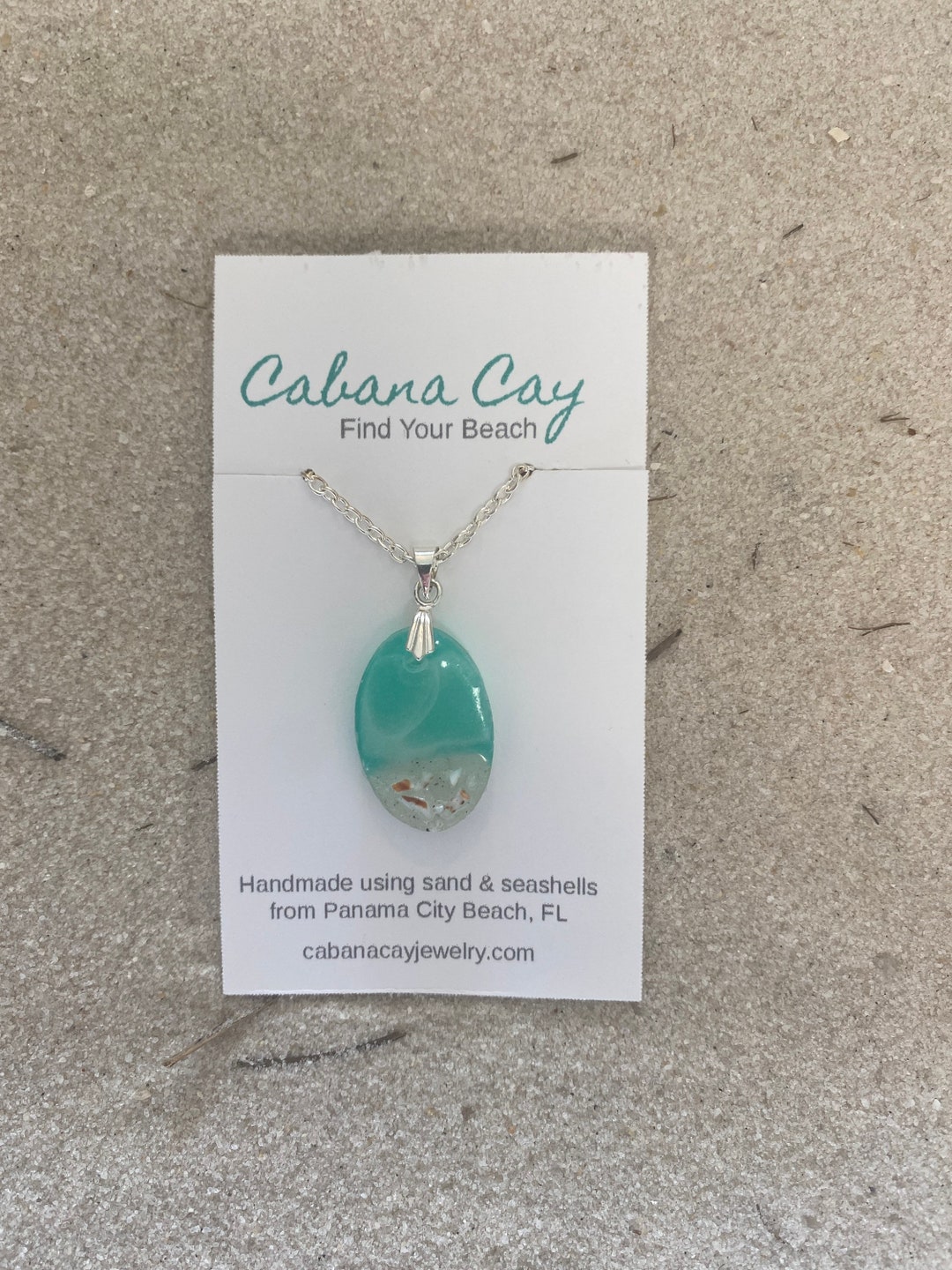 Beach Sand & Seashell Oval Necklace | Choose Your Sand | Ocean Necklace ...