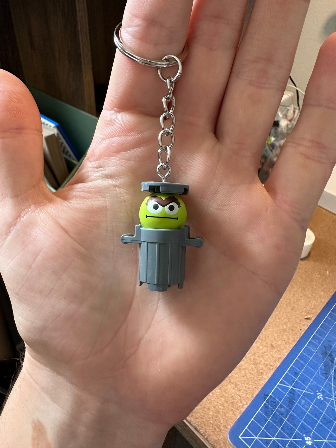 Oscar the Grouch Minifigure Keychain Keyring Geek Nerd Gift Sesame ...