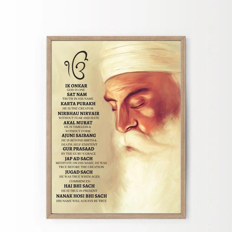 Guru Nanak Dev Ji Picture & Sikh Mool Mantar in English, Punjabi Sikh ...