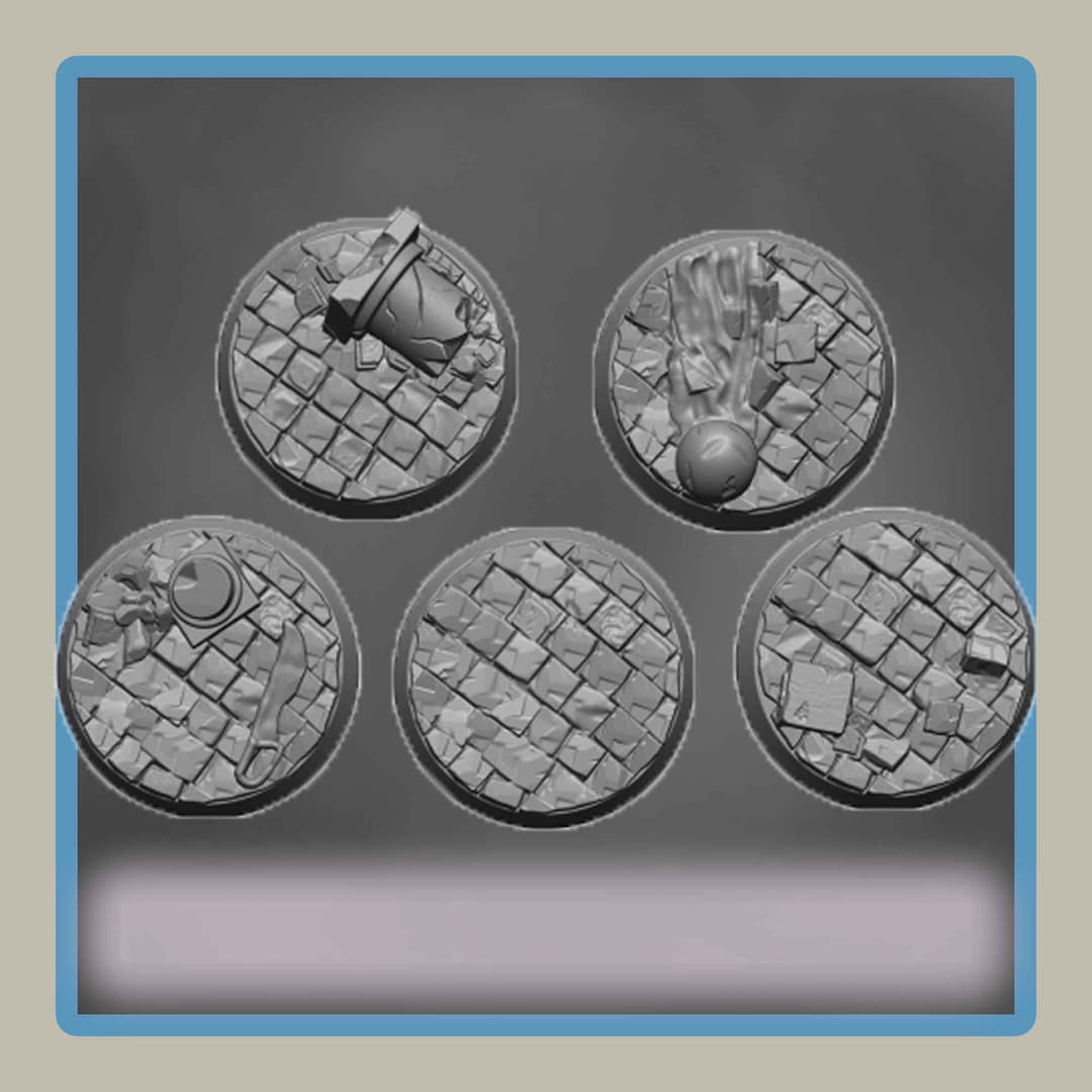 Miniature Round Bases 25mm - War-torn Cobblestone Themed - Etsy