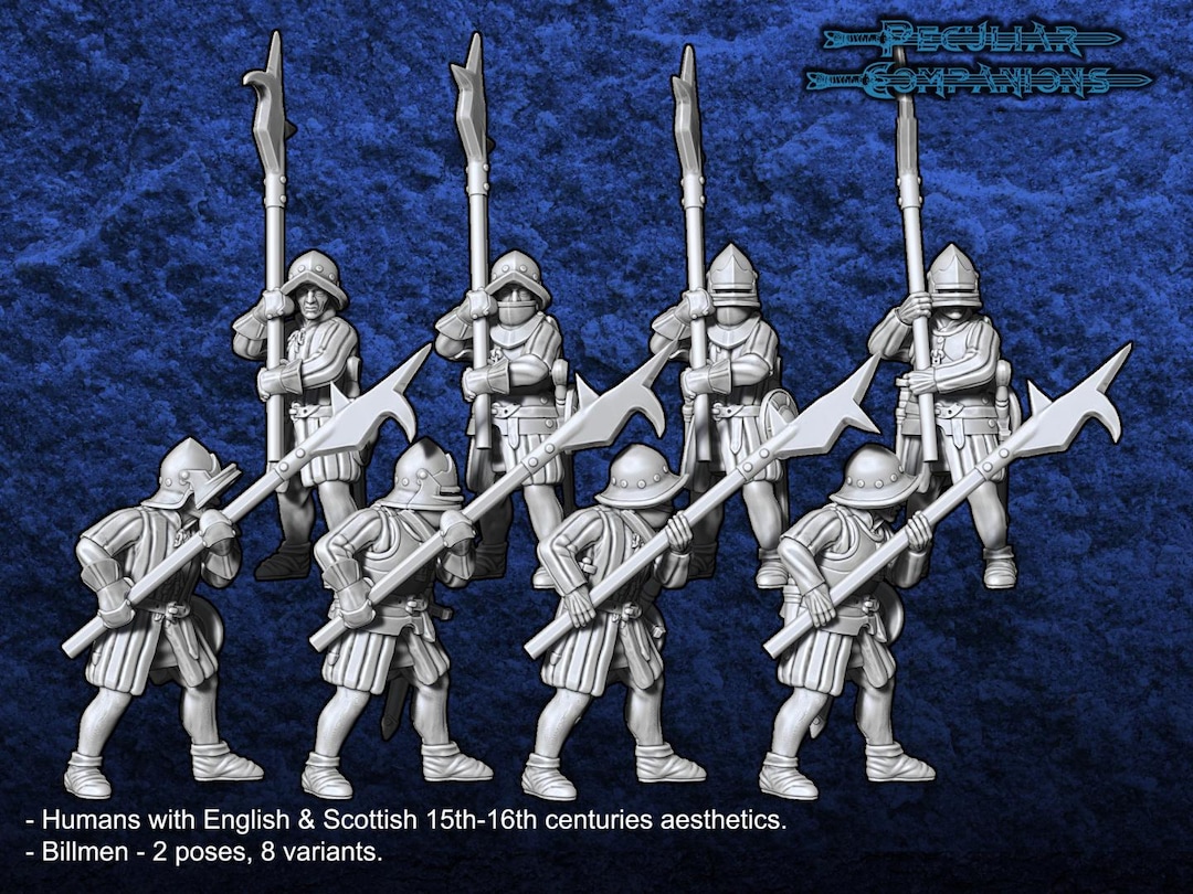 15th Century English Billmen Squad X8 Miniatures - Etsy