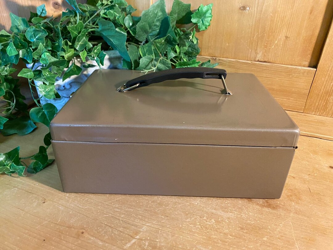 Vintage Silver Metal Lock Box With File Sorter Metal Lock Box With Key ...