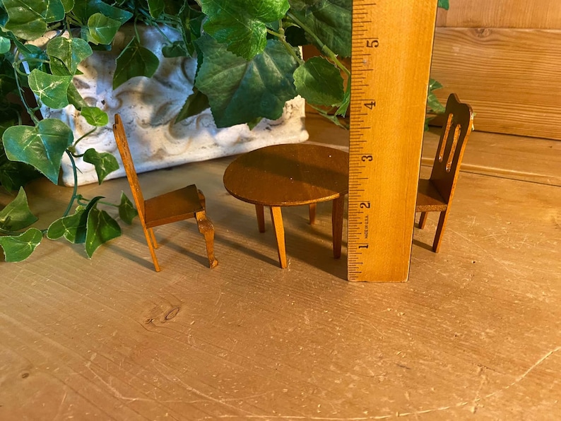 Vintage Miniature Wooden Table and Chairs | Dollhouse Furniture | Mini ...