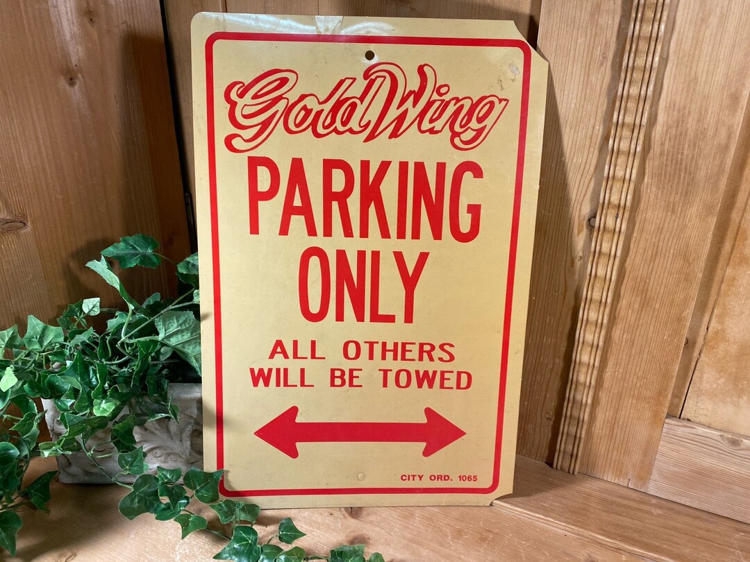 Vintage Goldwing Parking Sign for Motorcycle | Gold Wing Parking Only ...