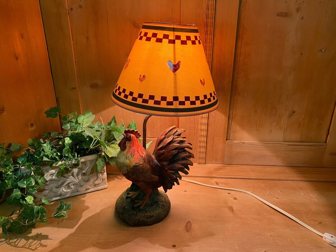 Vintage Rooster Table Lamp Farmhouse Table Decor Rooster Lamp With ...
