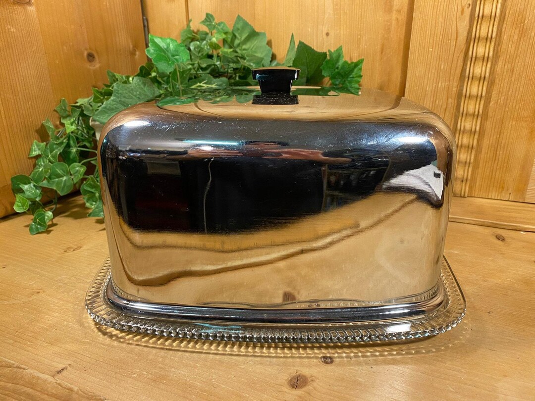 Vintage Square Glass Cake Plate With Aluminum Cover | Glass + Metal ...