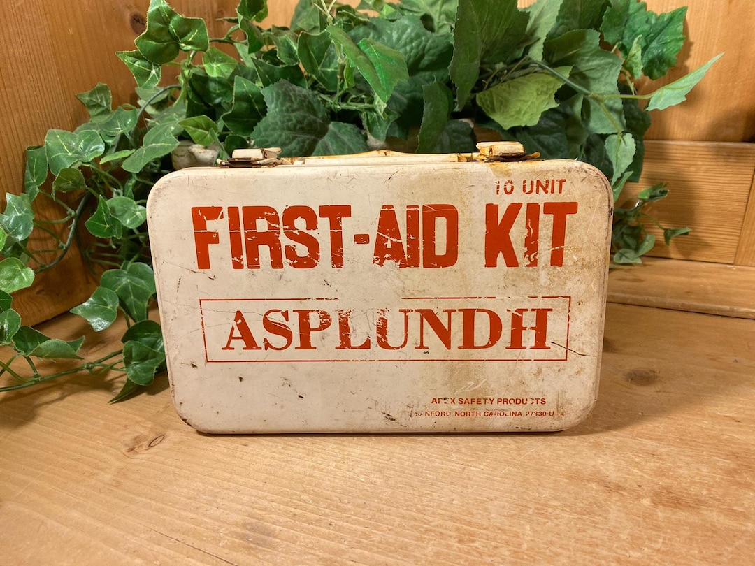 Vintage White Metal First Aid Kit Asplundh Retro Shelf Decor Vintage ...