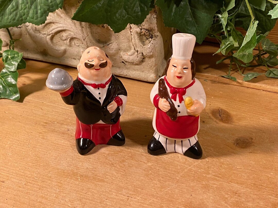 Vintage Ceramic Chef + Waiter Salt and Pepper Shakers | American ...