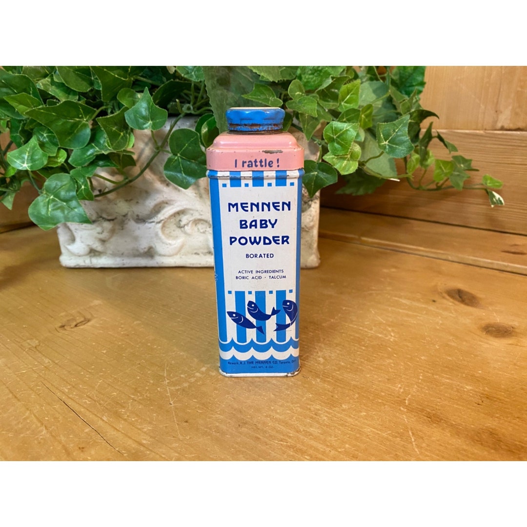 Vintage Mennen Baby Powder Striped Metal Tin With Rattle Top | Pink and ...