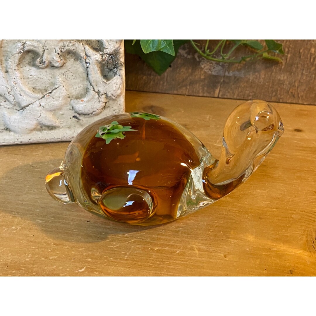 Vintage Art Glass Turtle Figurine With Two Baby Turtles Inside | Glass ...
