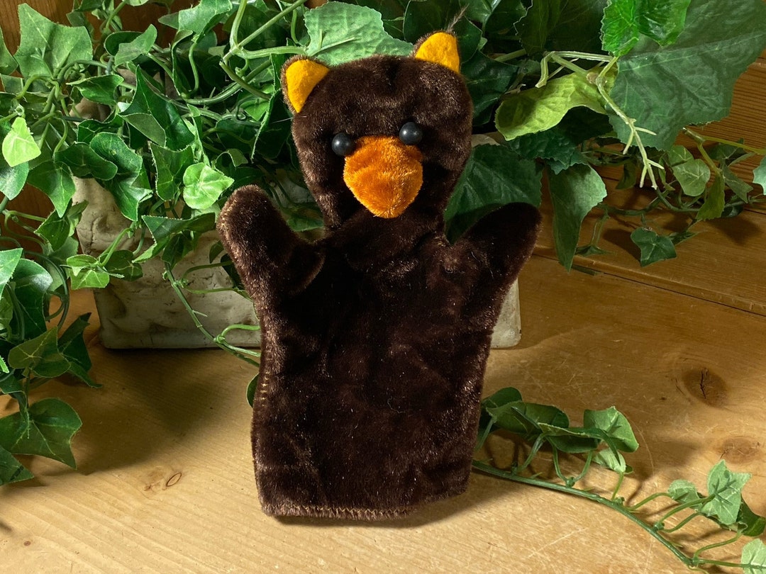 Vintage Plush Black Bear Hand Puppet | Kids Plushie Hand Puppet ...