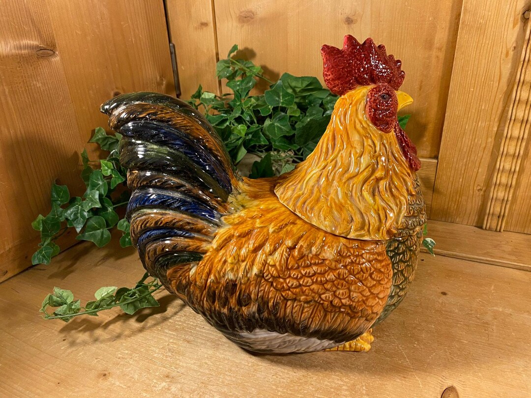 Vintage Large Ceramic Rooster Cookie Jar | GKR | Whimsical Chicken ...
