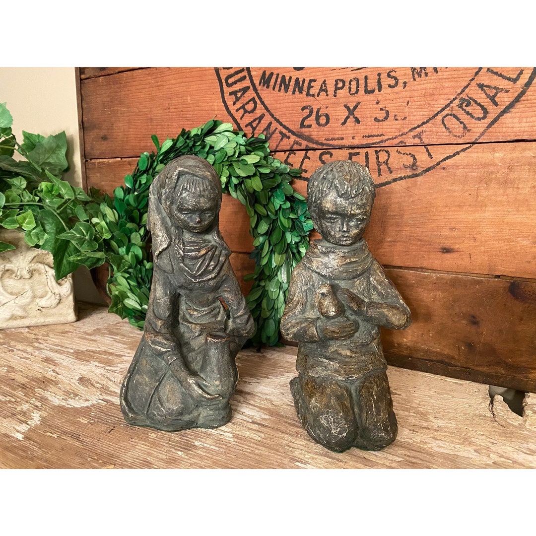 Vintage Chalkware Boy & Girl Statues | Thanhardt Burger Corp. | 715 3M ...