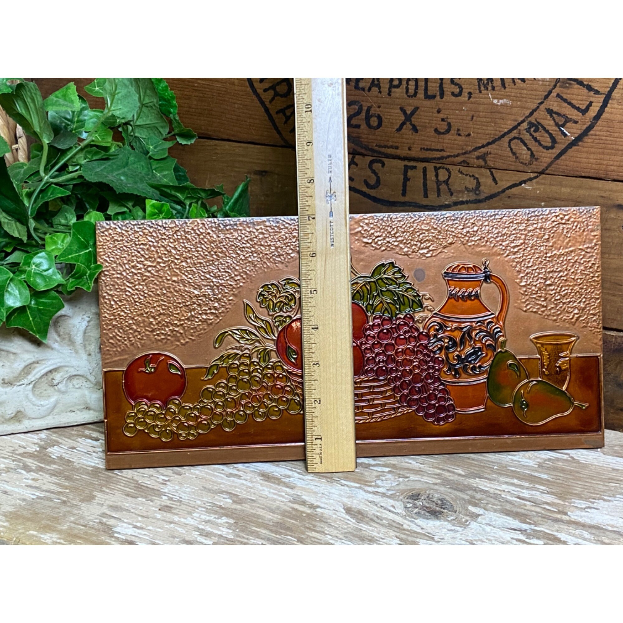 Vintage Copper Embossed Fruit Still Life Wall Decor 1970s - Etsy