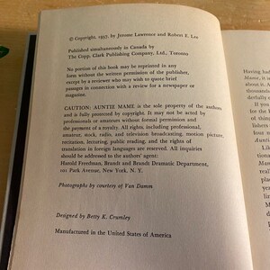 Vintage Auntie Mame Hardcover Book Play by Jerome Lawrence and Robert E ...