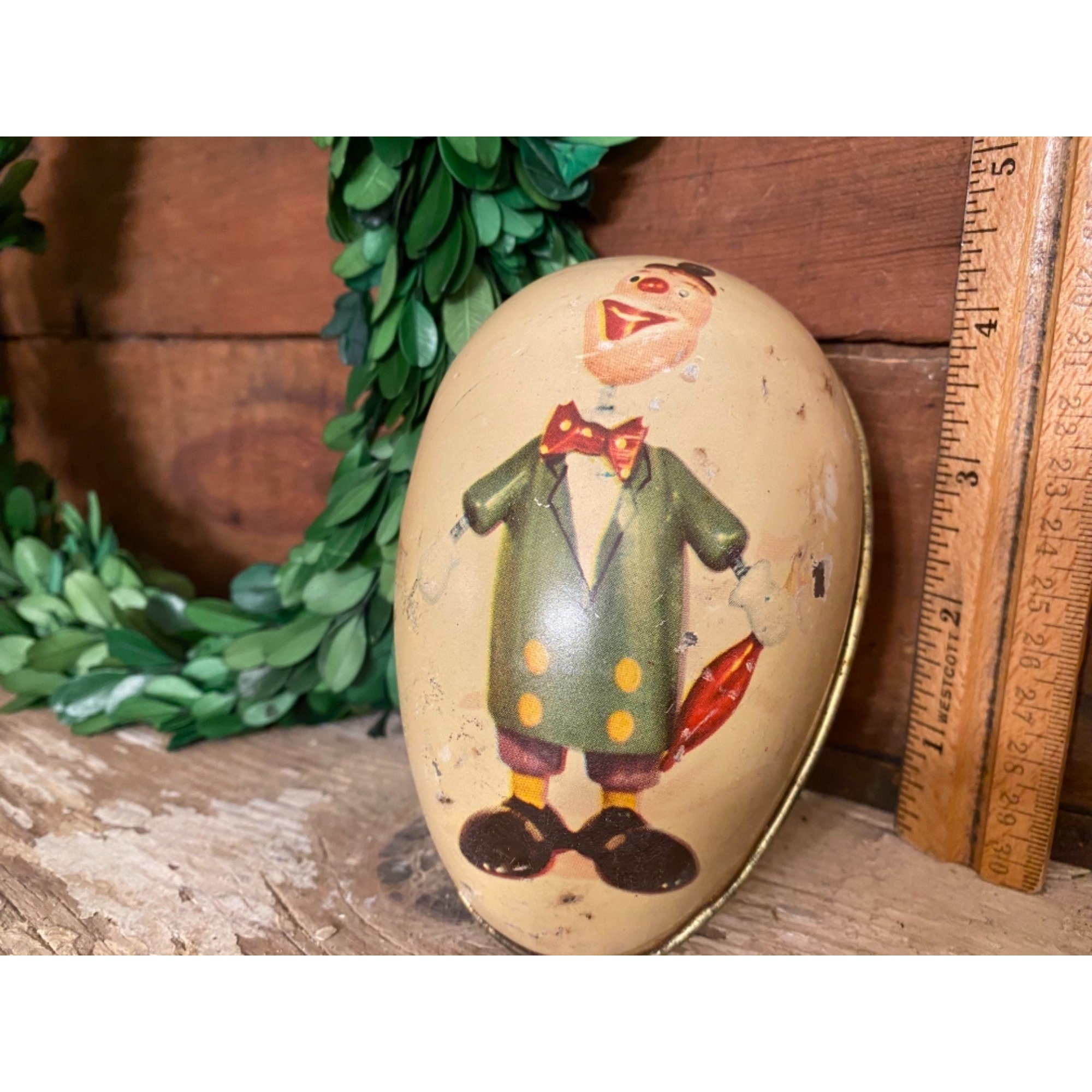Vintage Decorative Metal Egg Clown and Squirrel W/ Spring - Etsy