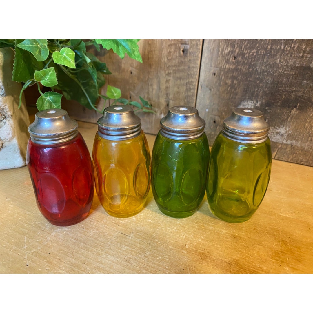 Vintage Airko Colored Glass Shakers Salt and Pepper Shakers - Etsy Vintage Airko Colored Glass Shakers Salt and Pepper Shakers - Etsy