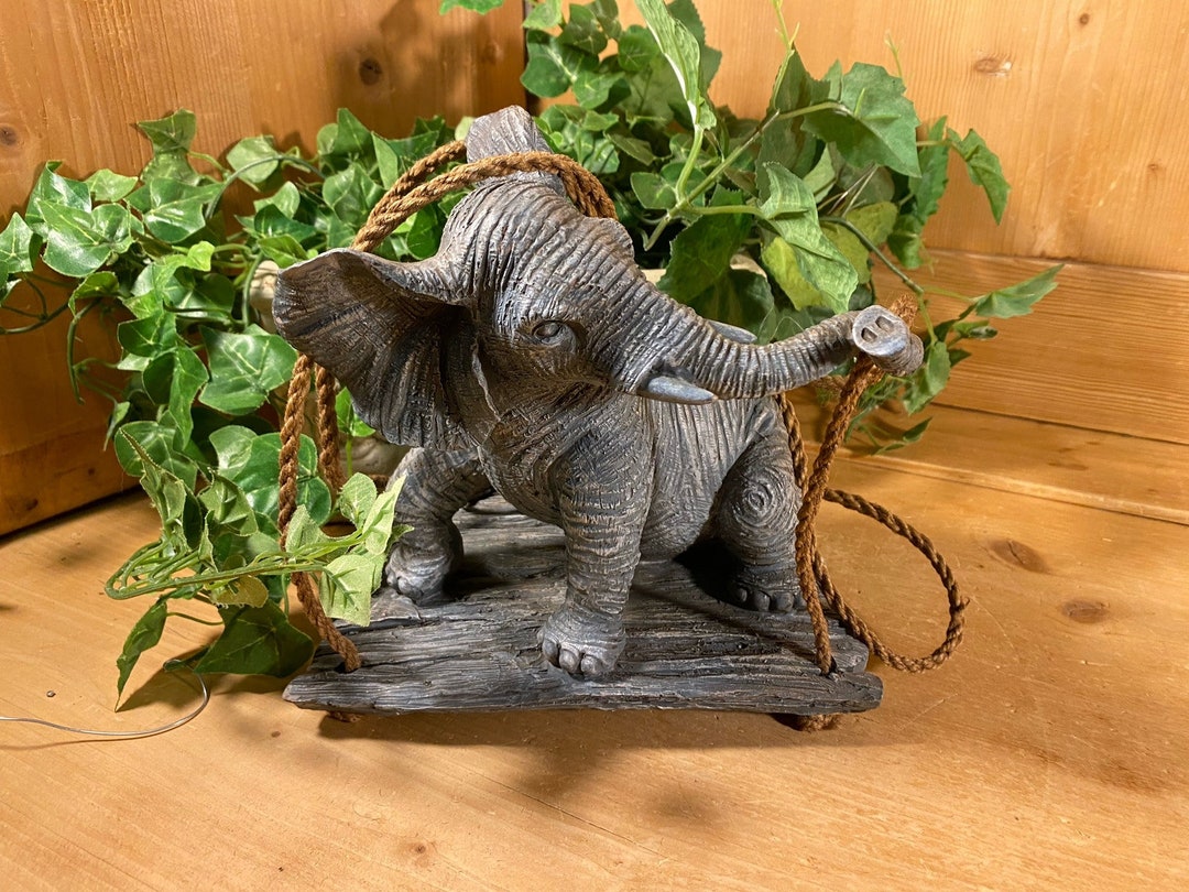 Vintage Hanging Elephant Swing | Gray Elephant With Raised Trunk ...