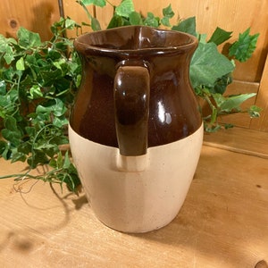 Vintage Rustic Stoneware Pitcher Brown Tan Pottery Pitcher Primitive ...