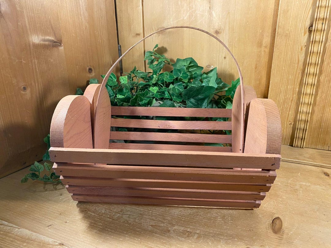 Vintage Stenciled Wooden Basket | Sawmill Critters | Decorative Crate ...