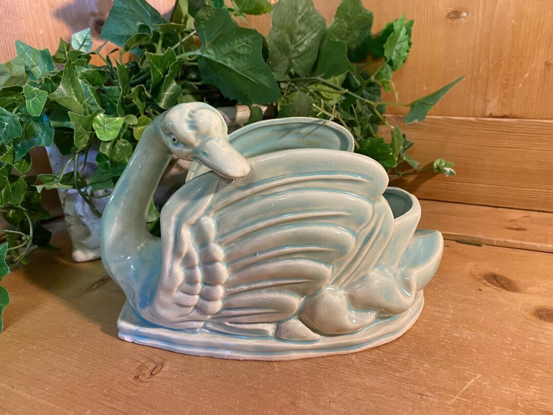 Vintage Green Swan Planter Made in Japan Primitive Room Decor Farmhouse ...