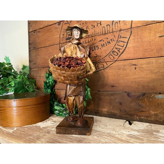 Vintage Paper Mache Coffee Farmer Statue Vintage Coffee Bean - Etsy