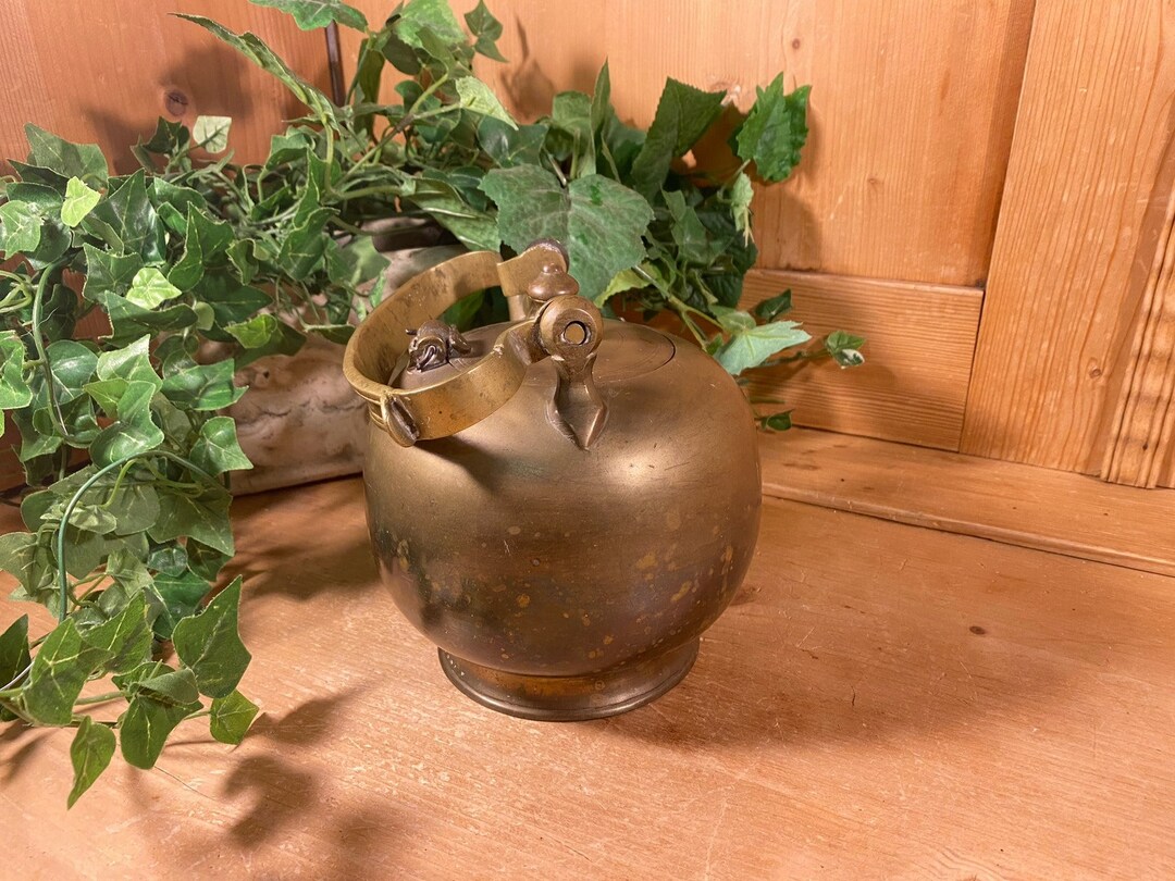 Vintage Solid Brass Teapot | Metal Teapot With Patina | Brass Teapot ...