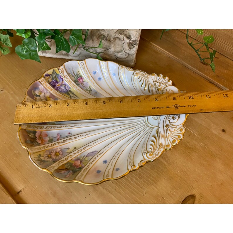 Vintage Ceramic Seashell Serving Platter With Handpainted - Etsy