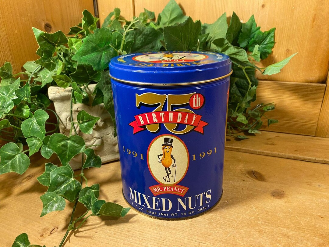Vintage Mr. Peanut Tin | 75th Birtday | 1991 | Blue Mr. Peanut Tin ...