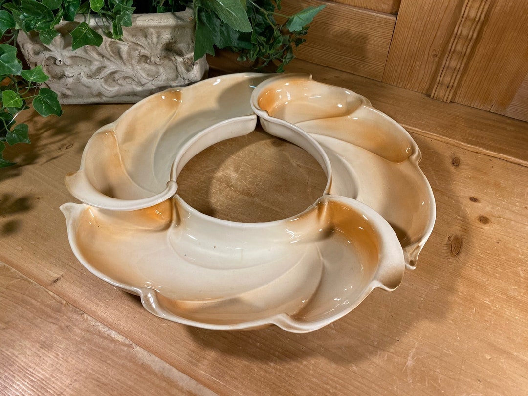 Vintage 3 Pc. Ceramic Segmented Chip and Dip Bowl | Lane and Co. | Midcentury Modern Kitchen ...