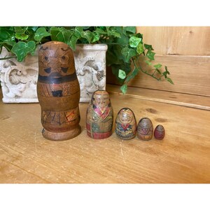Vintage Asian Wooden Nesting Dolls Matryoshka Japanese Samurai Warrior ...