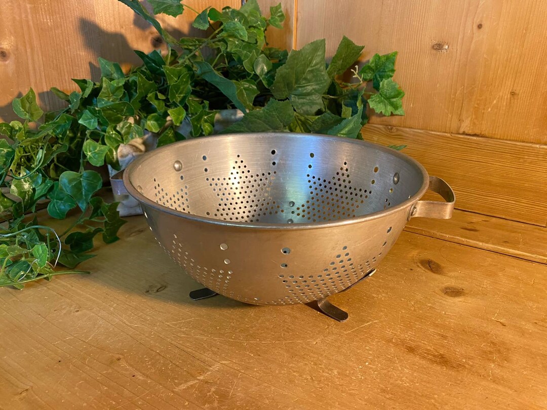 Vintage Metal Colander With Star Pattern Draining Holes - Etsy