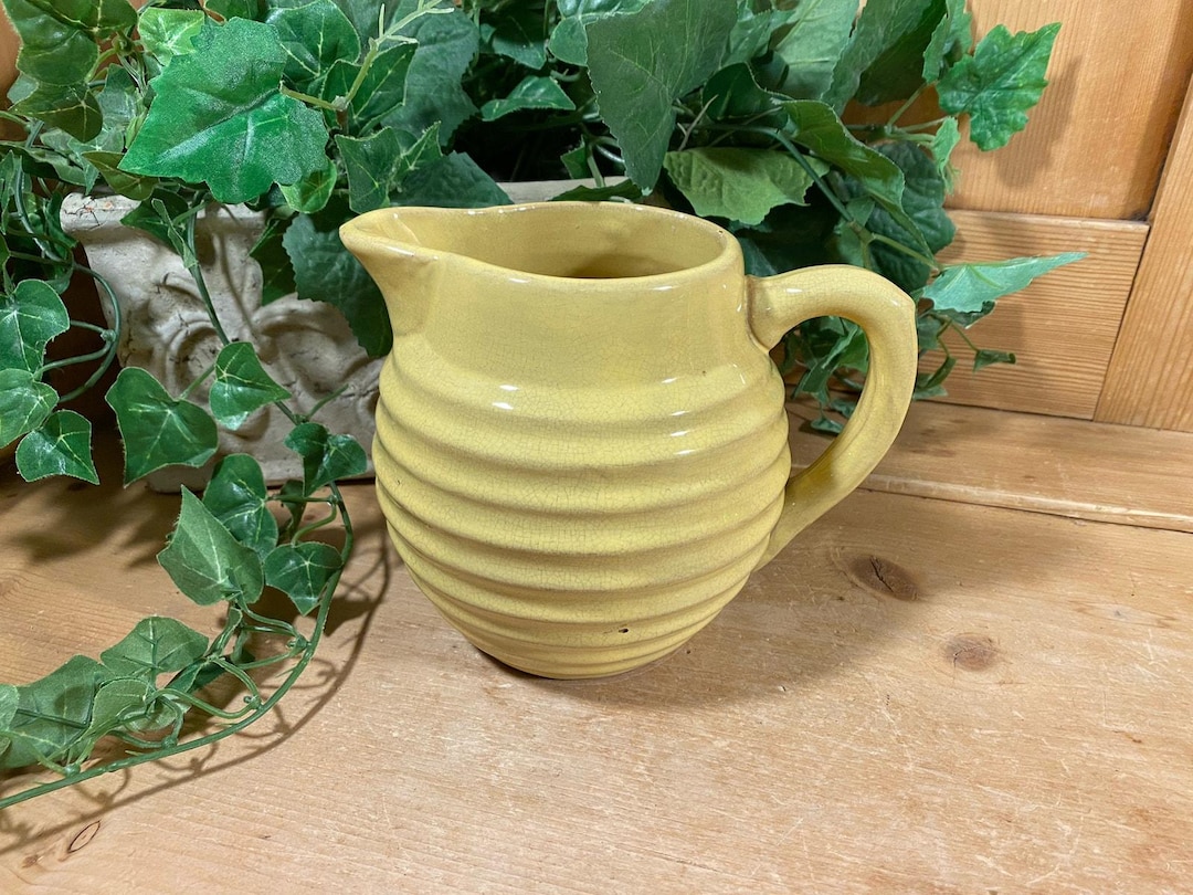 Vintage Yellow Ringware Pottery Pitcher | Bauer Ringware Pitcher ...