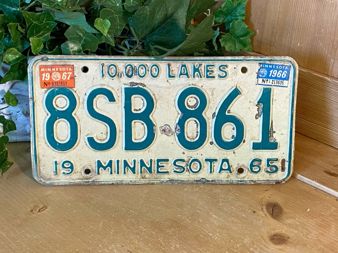 Vintage 1965 Minnesota License Plate | Vintage White Beige Car ...