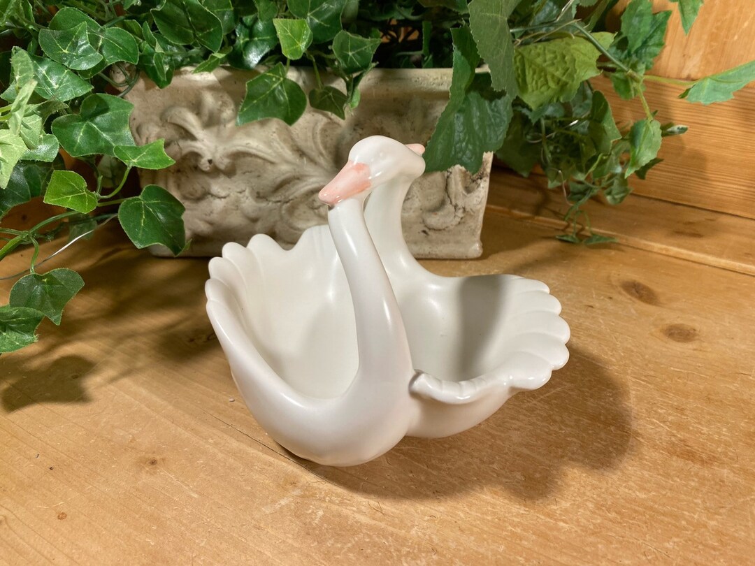 Vintage Handcrafted Double Swan Candy Dish | Fitz & Floyd | Two Swans ...