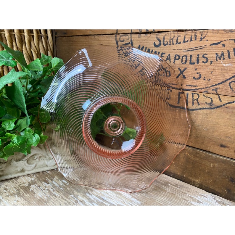 Vintage Pink Depression Glass Ribbed Wavy Bowl missing | Etsy