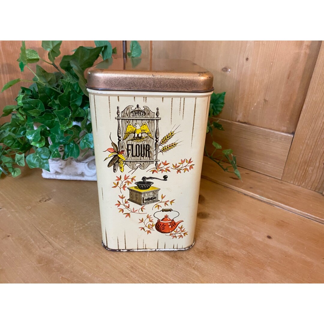 Vintage Tin Flour Canister 1970s Cheinco Bicentennial Theme Eagle 1776 ...