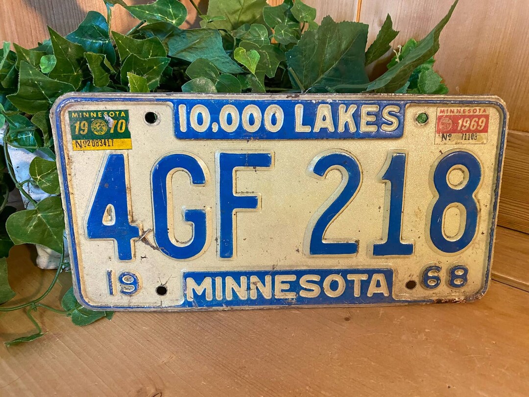 Vintage 1968 Minnesota License Plate | Vintage Beige Blue Car ...