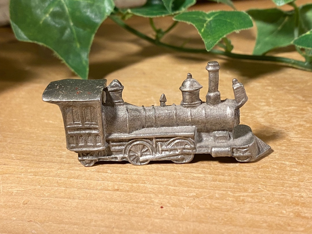 Vintage Miniature Pewter Train Figurine Silver Mini Train Figure Mini ...